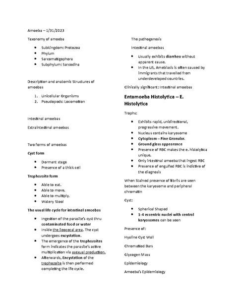 1 31 23 Amoeba Amoeba 1 31 Taxonomy Of Amoeba Subkingdom Protozoa
