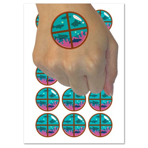 Submarine Window Underwater Fish Water Resistant Temporary Tattoo Set