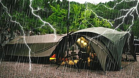 우중캠핑☔폭우 속 집처럼 편안한 텐트에서 에어컨 틀고 강아지와 빗소리 들으며 즐기는 우중캠핑ㅣ파밀리아버블쉘터 여름장박ㅣ춘천더숲