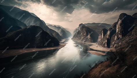 Premium Photo Digital Art Of A Beautiful Yangtze River Lake Landscape