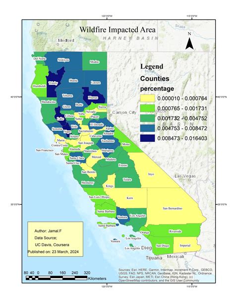 A Basic Map Of Wildfire Impacted Area Near California Which I Had To