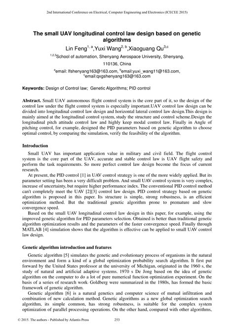 Pdf The Small Uav Longitudinal Control Law Design Based On Genetic Algorithms
