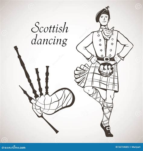 Scottish Dancer And Bagpipes Stock Vector Illustration Of Dancer
