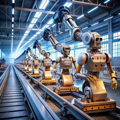 Smart Manufacturing Robots On The Assembly Line Premium Ai Generated Image