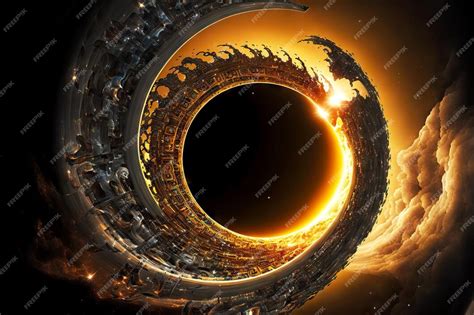 블랙홀 특이점 형태의 공간에서 나선형 공간 프리미엄 사진