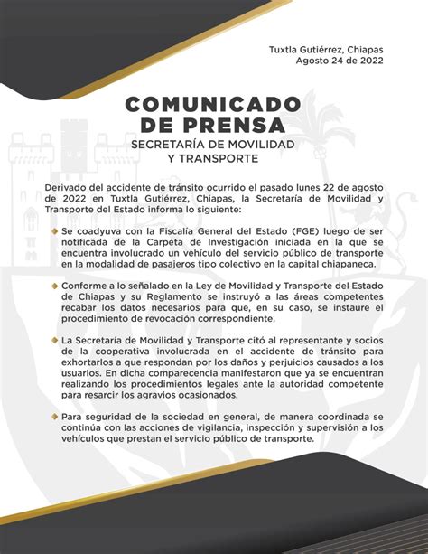 Comunicado De Prensa Secretaría De Movilidad Y Transporte Rotativo En