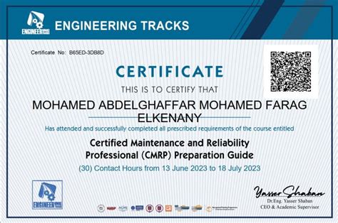 Mohamed El Kenany On Linkedin Very Happy To Share Finishing Cmrp