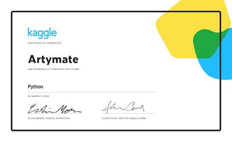Artymate Completed The Python Course On Kaggle