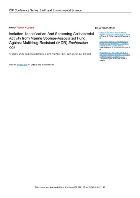 Pdf Isolation Identification And Screening Antibacterial Activity