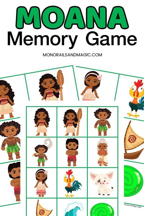 Moana Memory Game Free Printable Monorails And Magic Disney Games