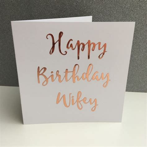 Wifey Birthday Card Happy Birthday Wifey Rose Gold White Etsy