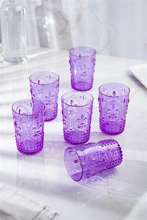 Ews Acrylic Purple Short Glass And Water Soft Drink Coffee Side Glass 400