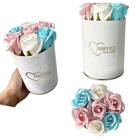 Flowerbox Z Różami Mydlanymi Kwiaty Mydlane W Pudełku Prezent Bukiet