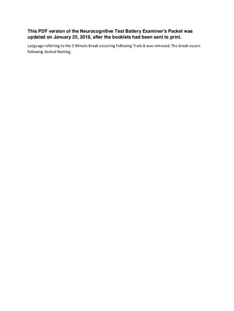 Fillable Online Neurocognitive Test Battery Examiners Packet Fax Email