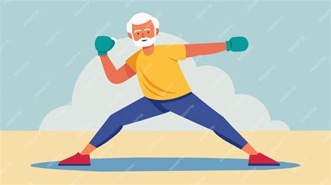 Premium Vector | An older adult participating in a kickboxing class ...