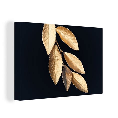 Onemillioncanvasses® Leinwandbild Blätter Schwarz Gold Luxus