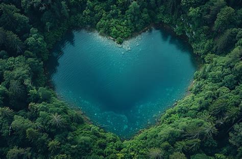Premium Photo Heart Shape Lake In Forest Clearing Creates Romantic Image