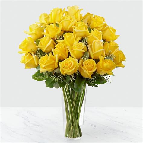Yellow Roses In Vase Interflora