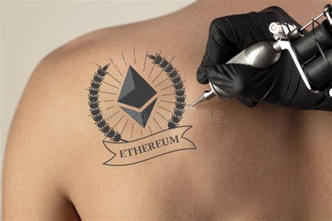 Tattooing Cryptocurrency Concept On Naked Back Editorial Image Image