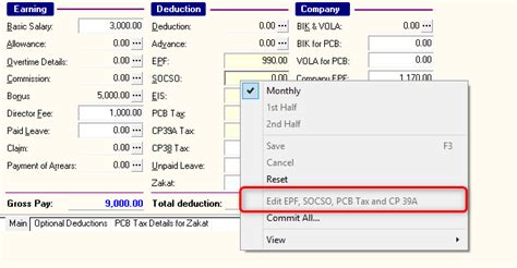Troubleshooting Payroll Unable To Edit Epf Socso Pcb Tax And Cp39a