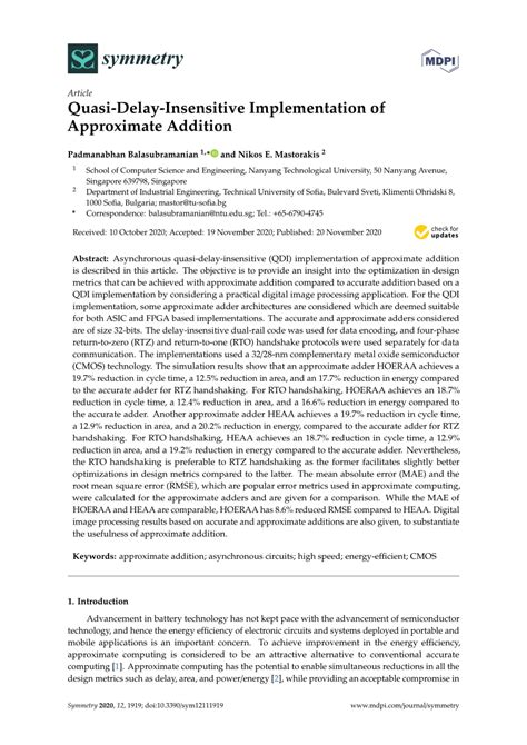 Pdf Quasi Delay Insensitive Implementation Of Approximate Addition