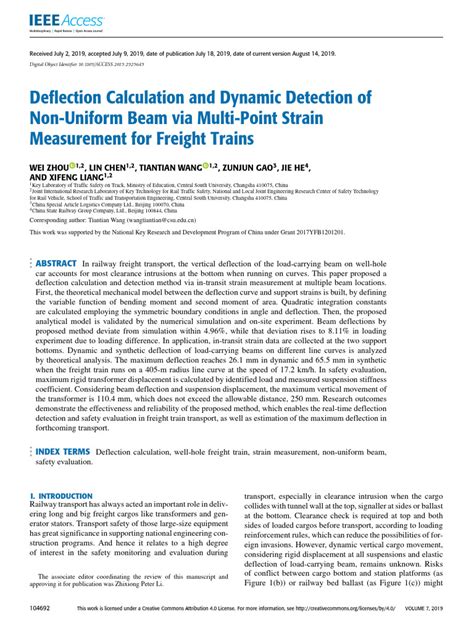 Deflection Calculation And Dynamic Detection Of Non Uniform Beam Via Multi Point Strain