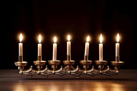 Premium Ai Image Candlestick With Burning Candles For Hanukkah Ai Generated