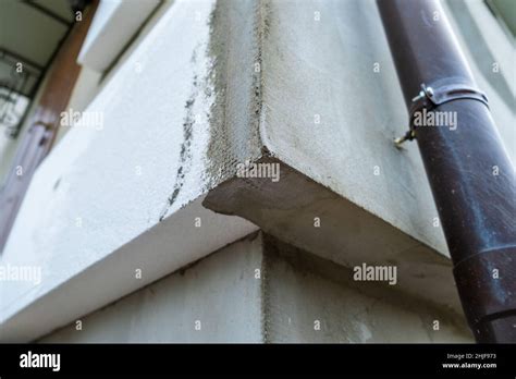 Installation Of Styrofoam Insulation Sheets On House Facade Wall For Thermal Protection Stock
