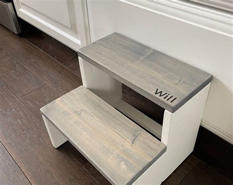 Solid Wood Modern Step Stool Etsy