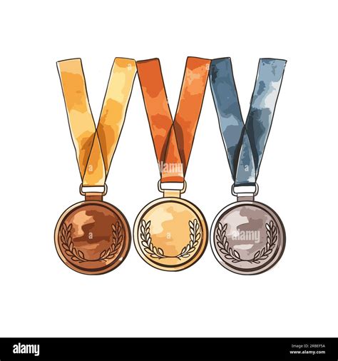 Medals Golden Silver Bronze Madal Hand Drawn Comic Illustration