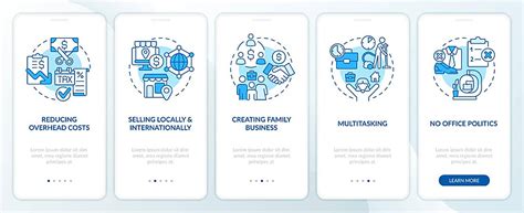 Blue Onboarding Screen For Remote Work Experience Mobile App Vector
