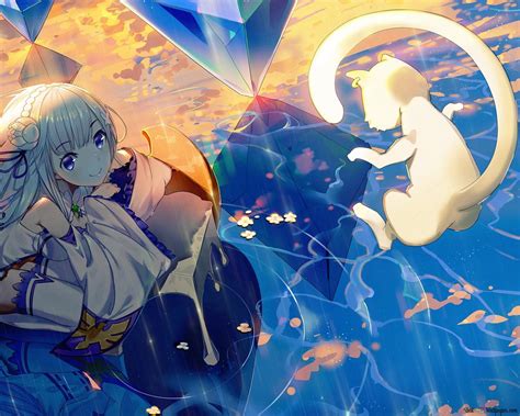 Rezero Starting Life In Another World Emilia And Pack Hd Wallpaper