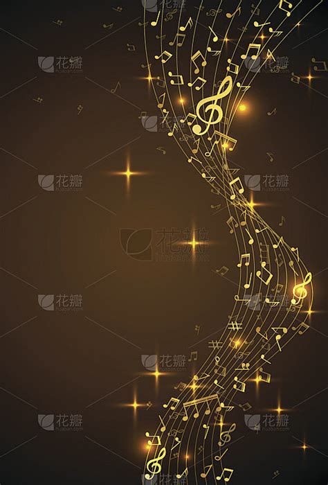 抽象背景与金色音乐音符矢量图