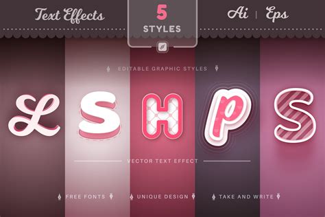 Set 5 Pink Love Editable Text Effects Graphic By Rwgusev Creative Fabrica