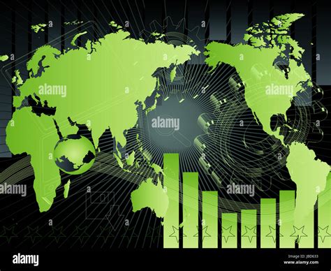 Vector Illustrated Background With Map Of The World And Objects Of