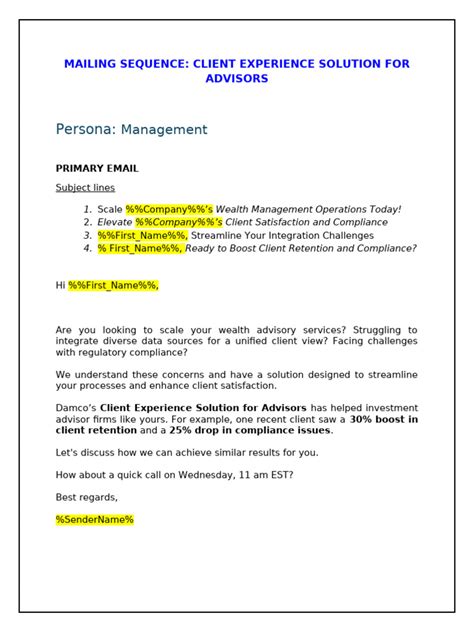 Mailing Sequencefinal Pdf Investment Management Business