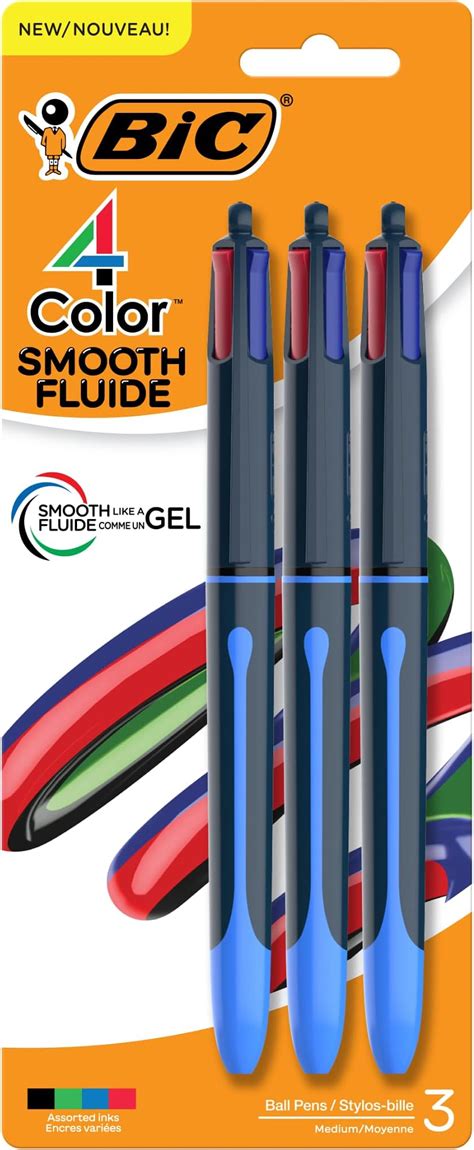 Bic 4 Color Smooth Retractable Ballpoint Pen With 10 Mm Point And