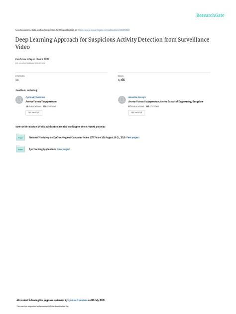 Deep Learning Approach For Suspicious Activity Detection From Surveillance Video Pdf Deep