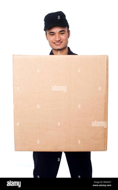 Guy Delivering Parcel At Your Doorstep Stock Photo Alamy