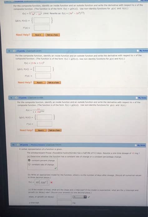 Solved For The Composite Function Identiy An Inside