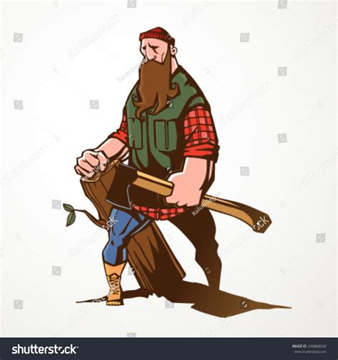 Vector Illustration Lumberjack Holding Axe Big Stock Vector Royalty