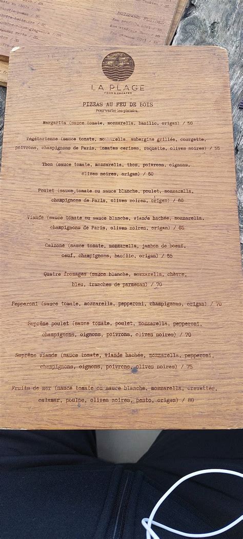 Menu au La Plage Experience Café Restaurant El Jadida Sidi Bouzid