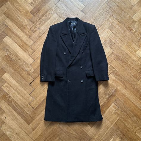 Raf Simons Fw04 Black Wool Double Breasted Overcoat Ākaibu Store