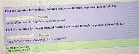 Solved Find The Equation For The Linear Function That Passes Chegg