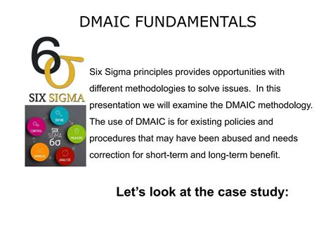 Six Sigma DMAIC Fundamentals PPT