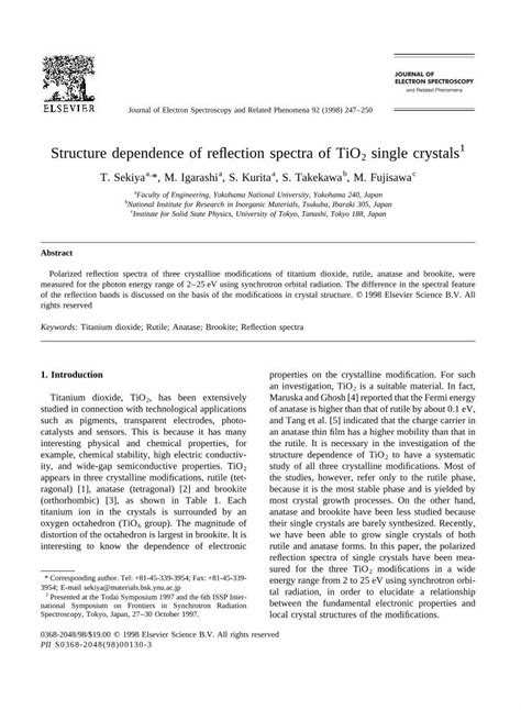 Pdf Structure Dependence Of Reflection Spectra Of Tio2 Single