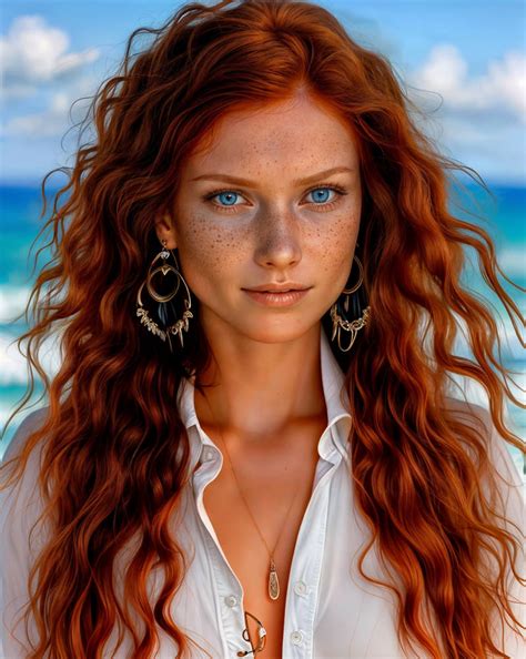 Beautiful Redhead Woman On A Beach By Gingerenjoyer On Deviantart