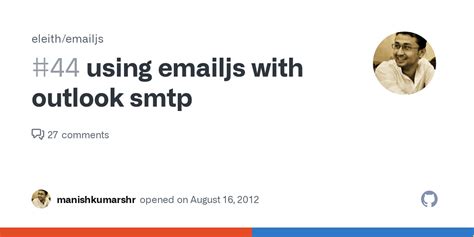 Using Emailjs With Outlook Smtp Issue 44 Eleith Emailjs GitHub