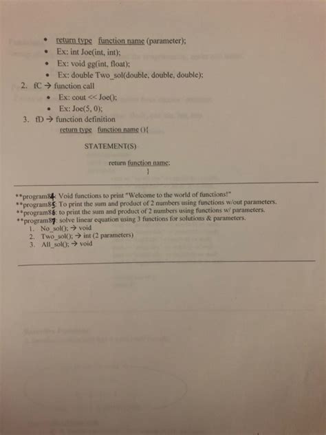 Solved • Return Type Function Name Parameter • Ex Int