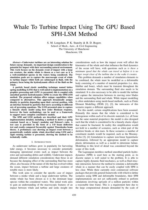 Pdf Whale To Turbine Impact Using The Gpu Based Sph Lsm Method